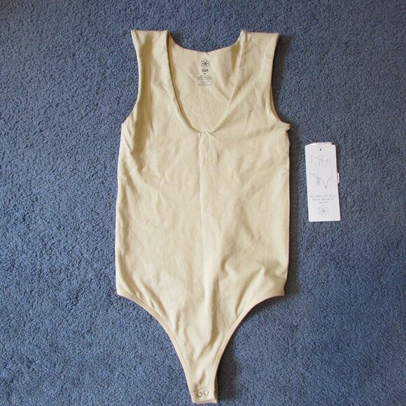 Aura | Tops | Nwt Aura Xs S Beige Tan Vneck Body Suit Snap Crotch ...
